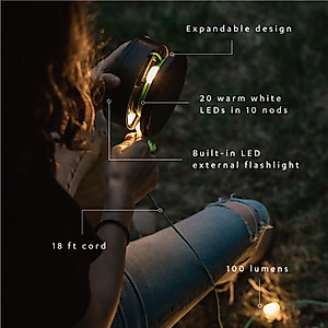 MPOWERD Luci Solar String Lights + Phone Charger: White 18' Rechargeable via Solar or USB-A, 100 Lumens LEDs, Lasts Up to 20 Hours, Waterproof, Camping, Backyard, and Travel