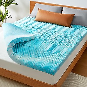 PERLECARE 3-Inch 7-Zone Queen Memory Foam Mattress Topper, Cooling Gel Mattress Topper with Airflow Channels, CertiPUR-US Certified Cooling Mattress Topper for Body Pressure Relief