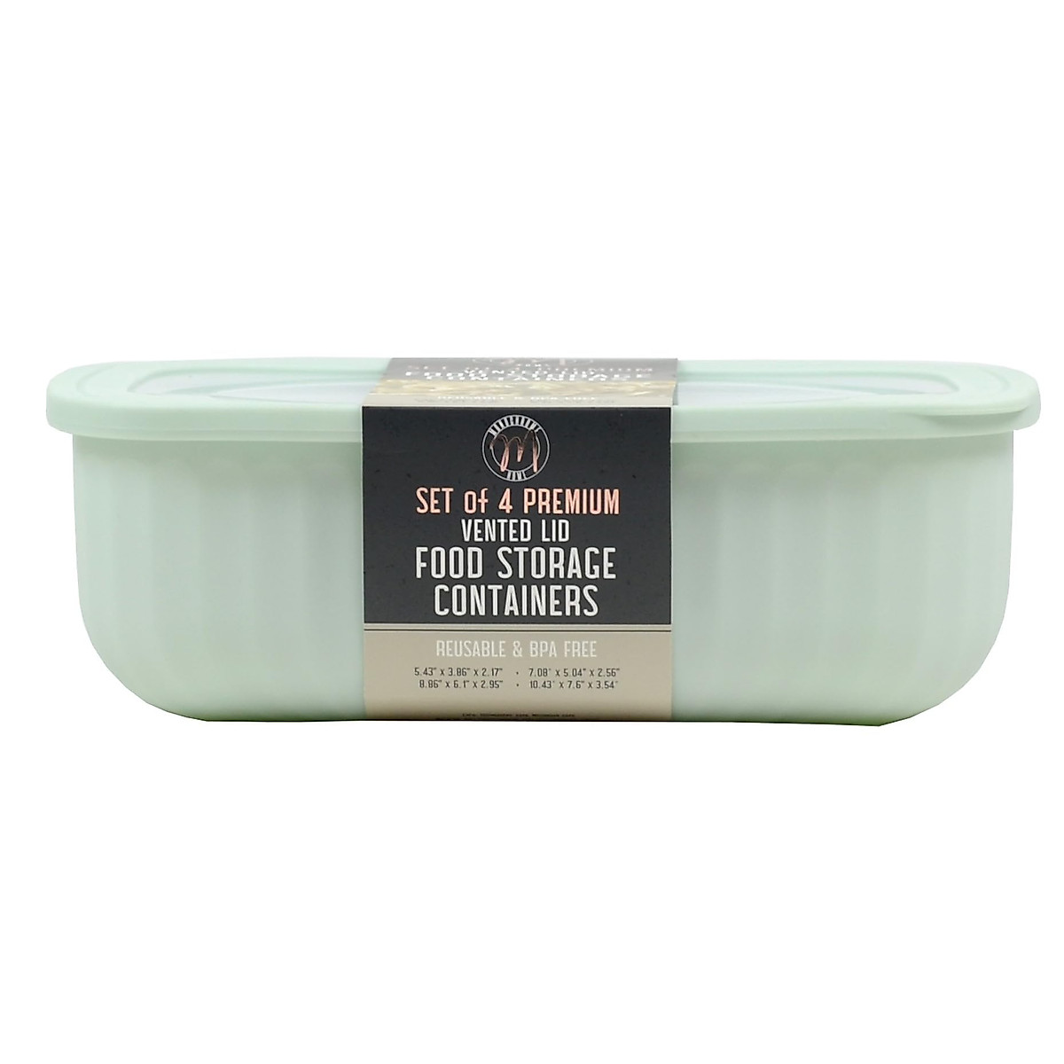 Set of 4 BPA Free Food Storage Containers with Vented Lids Assorted Sizes, Microwave & Freezer Safe, Leftovers, Meal Prep, Fridge Organization Dry Grains Storage by Dependable Industries Inc. (Green)