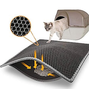 Topcovos Cat Litter Mat, Litter Mat Double Layer Honeycomb Trapping Mat, Easy Clean Litter Box Mat EVA Phthalate Free Kitty Litter Mat