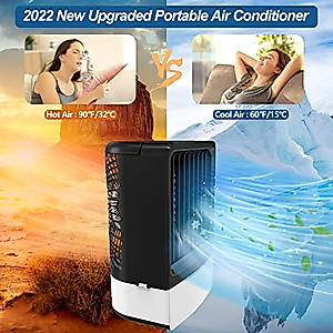 Portable Air Conditioners AC - Mini Air Conditioner, Personal Air Conditioner, 4000mAh Battery for Camping, Car, with Remote Control Night Light & Timing