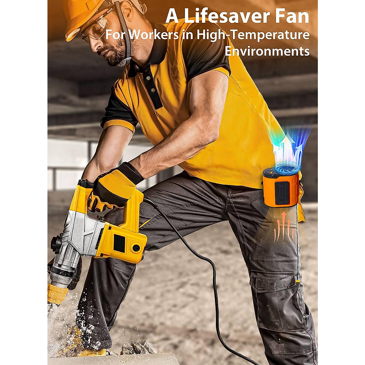 2024 Upgraded Portable Waist Fan 100 Speed 12000rpm Top-Notch Wind 20h Working Time, Personal Belt Fan Clip On Waist Cooling For Shirt,Battery Powered For Outdoor, Working, Camping, Hiking(Orange)