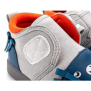 ikiki Spider Squeaky Shoes for Toddlers w/Adjustable Squeaker, Gray Girl or Boy Shoes (Size 7, Silk Von Webster)