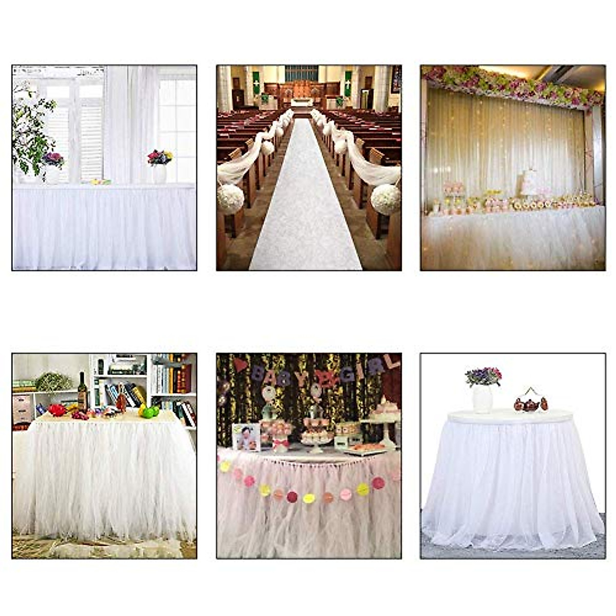 IDEALHOUSE Tulle Rolls, 6 Inch x 200 Yards (600FT) White Tulle Fabric Spool/Roll, Wedding Tulle for Tutu Skirt Fabric Wedding Party Gift Decorations