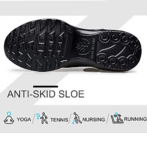 Womens Walking Shoes Sock Casual Ladies Fashion Sneakers Slip On Air Cushion Platform Workout Zapatos para Mujer All Black 9.5