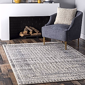 nuLOOM Elodie Distressed Diamonds Area Rug, 4' x 6', Light Grey