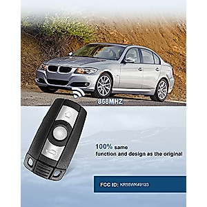 ECCPP KR55WK49123 Uncut 3 Buttons Ignition Key Fob Replacement for B MW 128i 135i 325i 328i 335i 525i 528i 530i 535i 550i 650i M5 M6 X5 X6 KR55WK49123