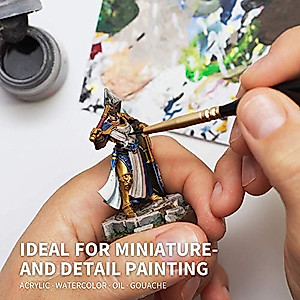 ARTEGRIA Detail Paint Brush Set - 17 Miniature Paint Brushes with Fine Tips Ergonomic Handles Dagger Brush for Small Scale Models Warhammer 40k DnD Paint by Numbers for Adults - Acrylic Watercolor Oil