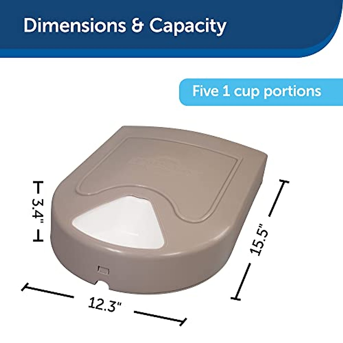 PetSafe 5 Meal Dog Food Dispenser - Storage for Up to 5 Cups of Kibble or Treats of Any Size - Tray Automatically Rotates According to User Programming to Deliver Pre-Planned Meals at Precise Times