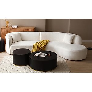 SSC SATISUNCASA 127'' Modern Sectional Curved Couches for Living Room,Minimalist Boucle Modular Sofa, Comfy Upholstered Sofas for Apartment, Home Office (White Boucle, 127" W)
