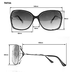 TAHARI Women's Th724 Oval UV Protective Rhinestone Metal Temple Women s Sunglasses Wear Year Round Elegant Gifts for Wo, Black, 60 mm US