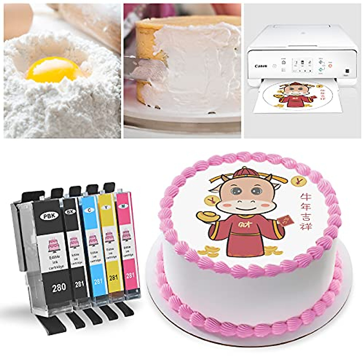 Youtook Compatible for 280 281 Ink Cartridges, C A K E Maker C A K E Printer Work with PIXMA TS6120 TS6220 TS6320 TS8120 TS8220 TS8320 Printer, Black, Cyan, Magenta & Yellow Included. (5 Pack)