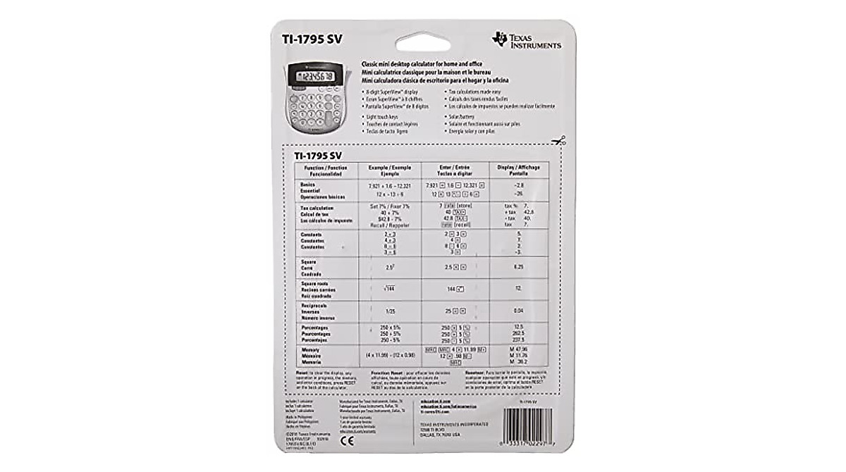 Texas Instruments TI-1795 SV Standard Calculator | Home & Office