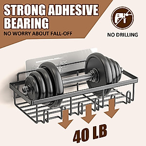 Crixny Shower Caddy, 5-Pack Shower Organizer No Drilling, Shower Shelves with Soap Holder and 18 Hooks, Rustproof Stainless Steel Shower Shelf for Inside Shower, Shower Rack for Shower Storage