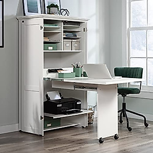 Sauder Miscellaneous Storage Craft & Sewing Armoire, L: 35.11" x W: 21.81" x H: 61.58", Glacier White finish