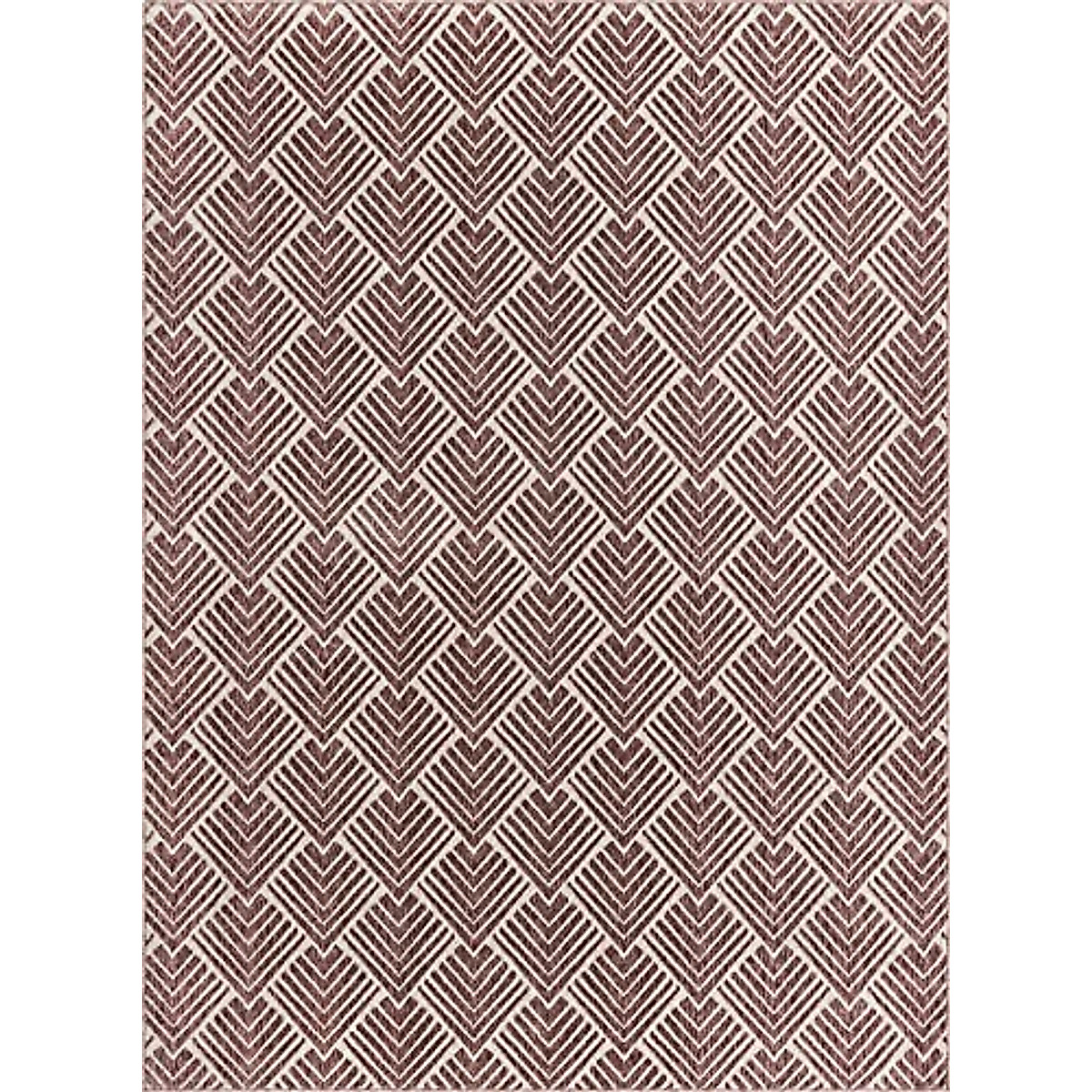 Unique Loom Eco Trellis Collection Area Rug - Osage (Rectangular 7' 10" x 10' 0", Dusty Rose/Ivory)