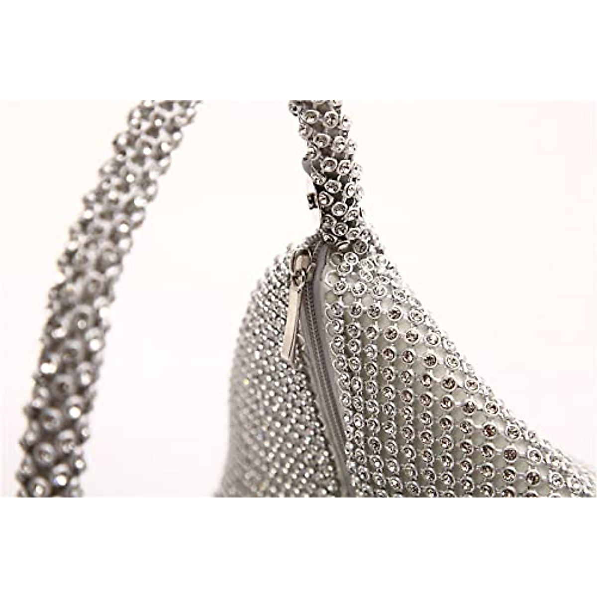 seropian Women's Evening Bag Sparkly Rhinestone Purse Ladies Triangle Designer Clutch Bag for Prom Party Wedding (Sliver)