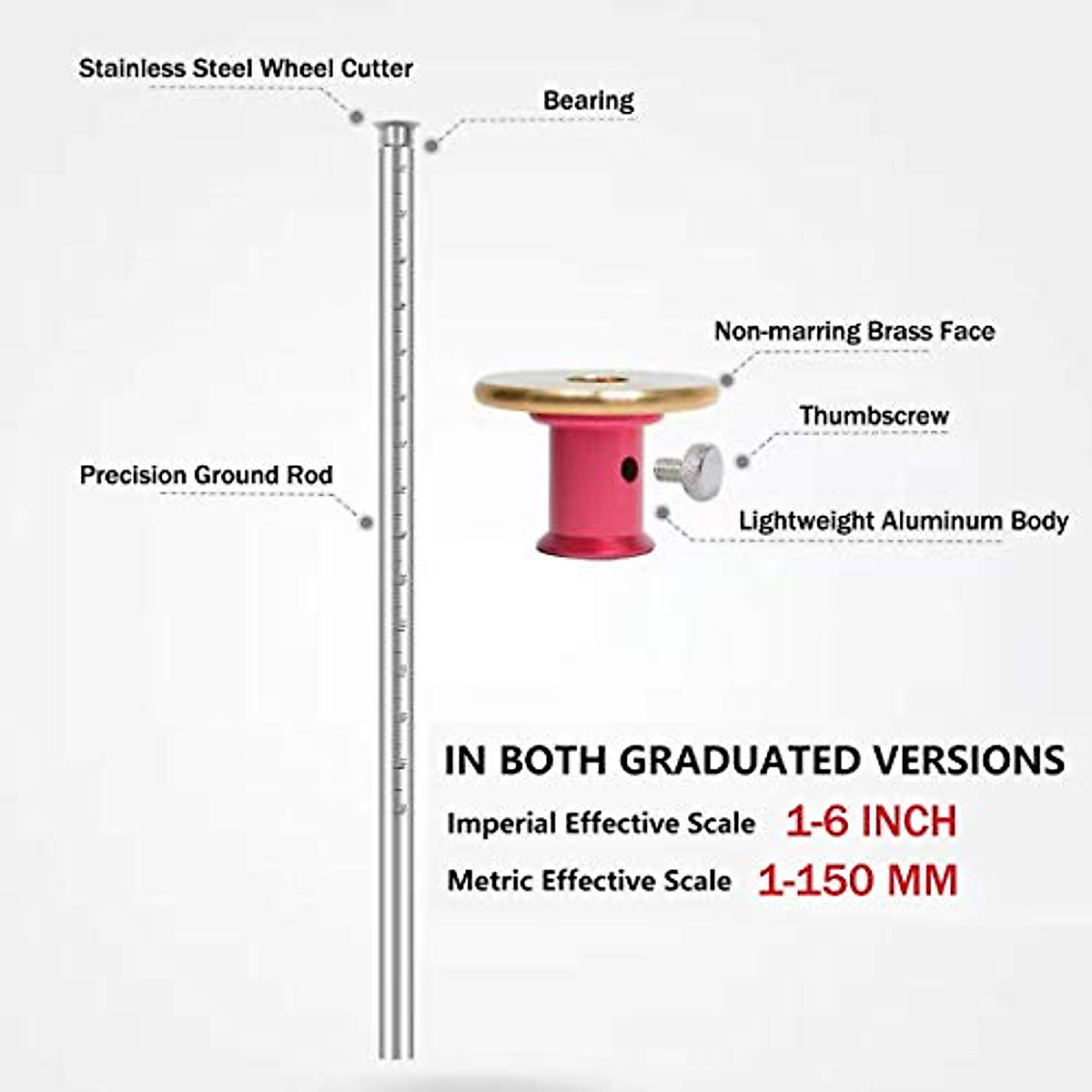 Newkiton Wheel Marking Gauge, 1 Bearing Wheel Cutter for Soft Wood, 1 Locked Up Wheel Cutter for Hard Wood, 1 Screwdriver Included