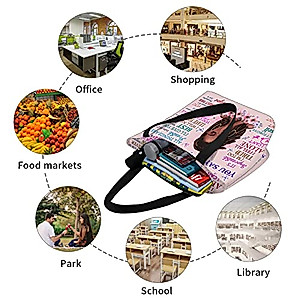 wutkefw African American Tote Bag Shoulder Handbag Black Queen Girl Casual Shoulder Bag For Work Travel Business Beach Shopping School Gift Bag With Zipper