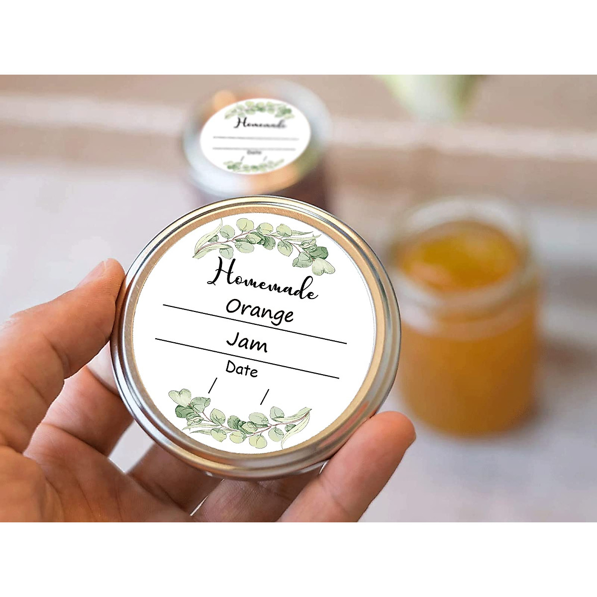 500Pcs Watercolor Green Plants Canning Stickers Round Food Labels 2 Inch - Write on Date Contents Canning Jar Lids Labels with Lines for Mason Jars Homemade Jam and Jelly