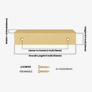 Peaha 10 Pack Kitchen Cabinet Handles 3 inch Matte Gold Pulls for Dresser Drawers Brushed Brass Door Edge Finger Pull Hardware