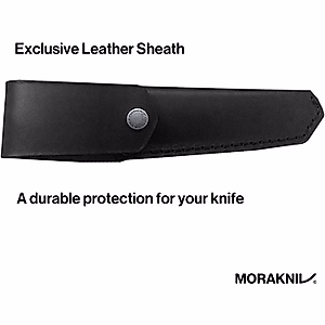 Morakniv Garberg Full Tang Fixed Blade Knife with Carbon Steel Blade and Leather Sheath, Black, 4.3 Inch