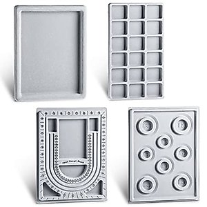 4 Pieces Bead Design Boards Mats Bracelet Design Board Flocked Bead Board Necklace Beading Jewelry Organizer Tray DIY Jewelry Making Tray Bead Tray for Jewelry Making
