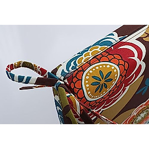 Pillow Perfect Floral Indoor/Outdoor Sofa Setee Bench Swing Cushion with Ties, Weather, and Fade Resistant, 18" x 45", Brown/Orange Annie, 1 Count