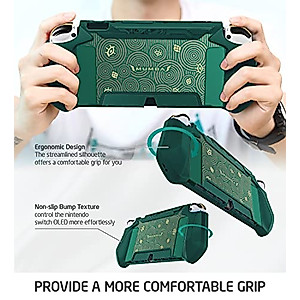 Mumba Dockable Case for Nintendo Switch OLED 2021, [Blade Series] TPU Grip Protective Cover Accessories Compatible with Nintendo Switch OLED 7 Inch and Joy-Con Controller (Viridian)