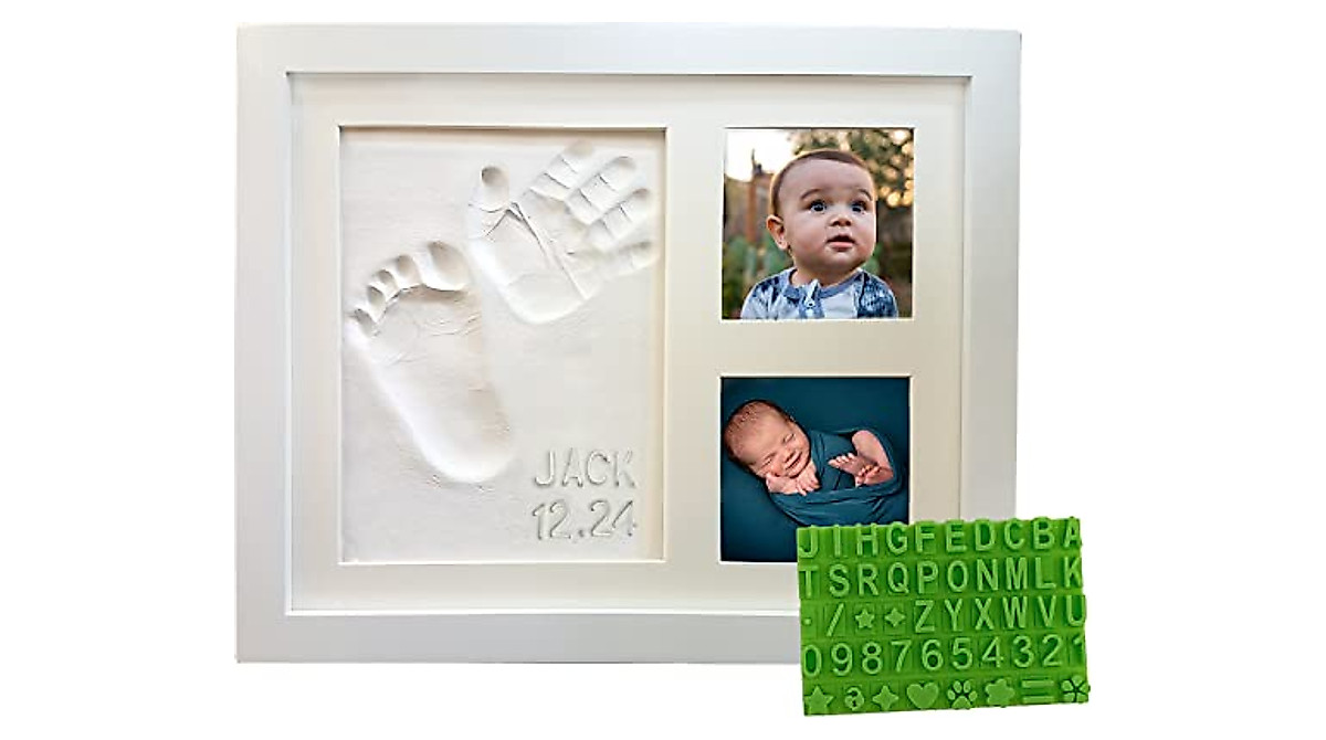 Baby Handprint & Footprint Keepsake Frame Kit - Personalize & Gift