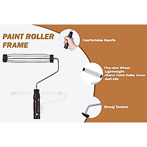 PILOT FISH 17 Pcs Paint Roller Kit, 9 Inch 4 Inch Paint Roller with Frame, Paint Supplies for Wall Painting, Paint Brush Paint Tray Microfiber Roller Covers for Home Painting Painting Tools for Indoor