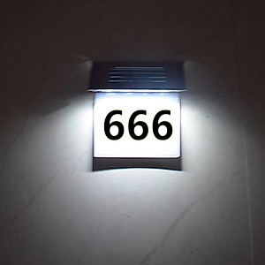 DOITOOL LED Flag Led Signs 2pcs Solar House Number Plaque Light with Motion Sensor LED Light Address Number Outdoor Metal Plaque Lighted Up for Home Garden Street Outdoor Digital Signs