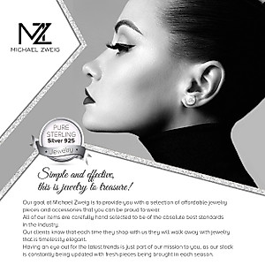 Michael Zweig 14K Solid Gold Posts 925 Sterling Silver Stud Earrings 3pc Set Cubic Zirconia 3.0mm, 4.0mm, 5.0mm, Diamond Carat Weight, 1.75 cttw