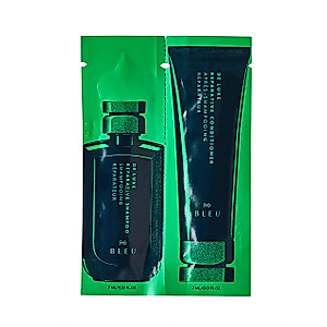 R+Co BLEU De Luxe Reparative Shampoo + Conditioner Tandem Packette | Hydrates + Strengthens + Adds Shine | Vegan, Sustainable + Cruelty-Free | 14ml