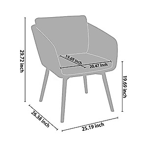 CangLong Faux Leather Side Upholstered Arm Dinging Chair with Wood Legs Set of 1,Light Brown
