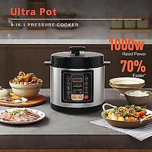 GTKZW Electric Pressure Cooker, 6 Quart Pressure Cooker Stainless Steel, 9-in-1 Multi-Functional Programmable Instant Cooker Pressure Pot with Slow Cooker,Including Stir-fry, Rice Cooker, Yogurt Maker