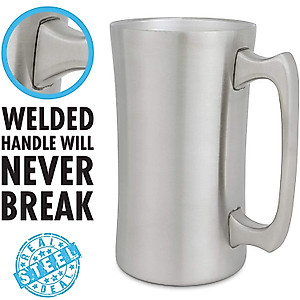 Personalized Beer Mug: Custom Engraved Stainless Steel Stein for Men, Groomsmen, Dad - Large 20 oz, Laser Engraved Beer Glass