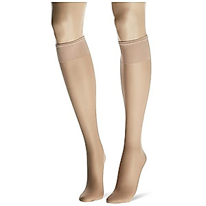 Hanes Silk Reflections Women's Plus-Size 2 Pack Knee High, Nude, One Size