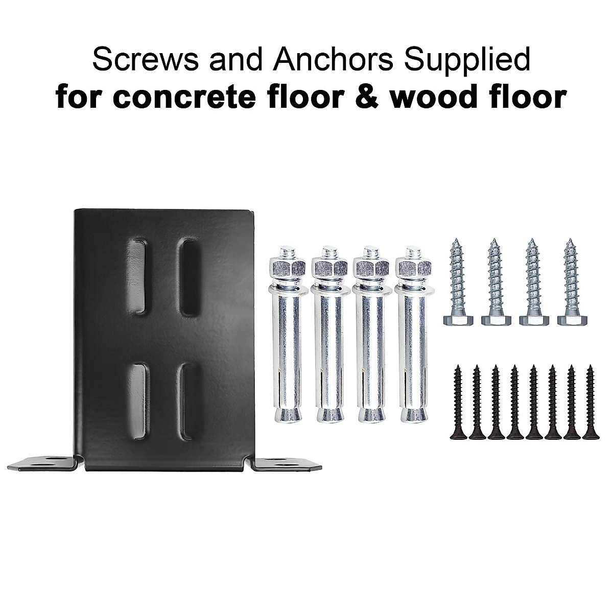 Eapele 4x4 Wood Fence Post Anchor Base, 13GA Thick Steel and Black Powder Coated,Come with Wood Screws and Concrete Anchors(Set of 2)