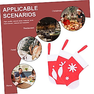 BESTOYARD 6pcs Cutlery Bag Cutlery Set Christmas Cutlery Bags Xmas Party Decoration Dinning Table Decor Red Table Decor Christmas Silverware Fork Spoon Holder Cutters Forks Covers Mini