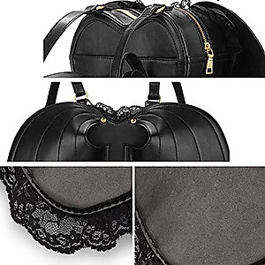 RainboSee Women Girl Punk Backpack Novelty Bat Wing Daypack Purse Gothic Lace Shoulder Heart Lolita Bag Black