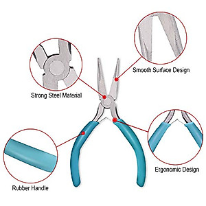 Anezus 4Pcs Jewelry Pliers Tool Set Includes Needle Nose Pliers, Round Nose Pliers, Wire Cutters and Bent Nose Pliers for Jewelry Beading Repair Making Supplies