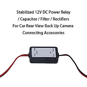 Dasaita 12V DC Power Relay Capacitor Filter Rectifiers for Car Rear View Back Up Camera -Aftermarket Camera