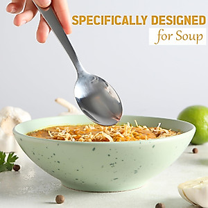 SENADORE Stainless Steel Dinner Spoons - Set of 16 - Mirror Finish and Dishwasher Safe - 7.5" Elegant and Sleek Design Soup Spoon for Modern and Casual Dining (Simple Modern)