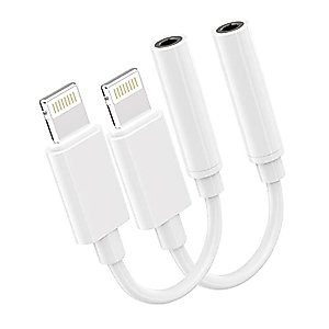 Lightning to 3.5 mm Headphone Jack Adapter,MFi Certified 2 Pack iPhone 3.5mm Jack Aux Dongle Cable Earphones Headphones Converter Compatible with iPhone 13/13 Pro/12 Pro/11/11 Pro/X XR XS 8 7 SE