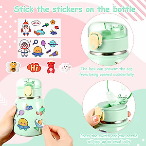 JERESER 17oz Kids Water Bottle, Insulated Water Bottle with Cute Stickers, Fun DIY Art & Craft Kit, Stainless Steel Water Bottle with Straw, Hand Strap & Shoulder Strap, Reusable Metal Water Bottle