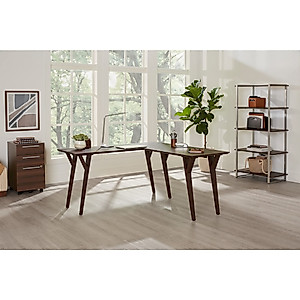 Realspace® Trezza 62"W L-Shaped Computer Desk, Warm Walnut