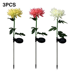 Outdoor Solar Garden Stake Lights, Chrysanthemum Decor Solar Pathway Lights LED Solar Garden Lights, Waterproof Stake Light for Garden Patio Yard Pathway Decor