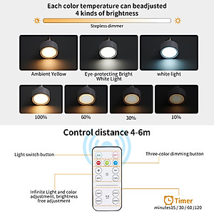 Vitnucrol 2 Pack Magnetic Battery Operated Light Bulbs with Remote Control, Cordless LED Puck Lights, Wireless Dimmable E26 Screw in AA Battery Power Bulbs for Non Electric Lamps