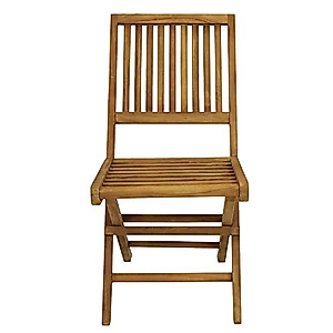 Sunnydaze Nantasket Solid Teak Outdoor Folding Dining Chairs - Light Wood Stain Finish - 2 Chairs